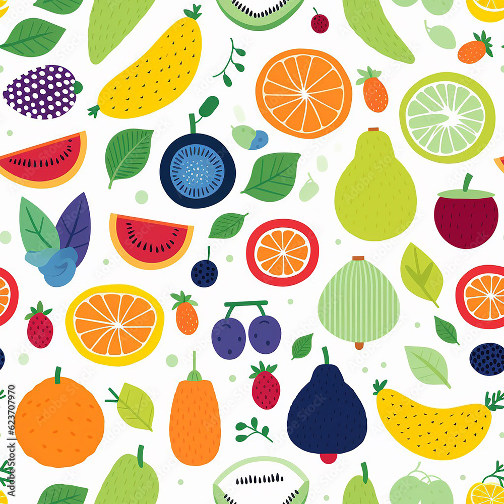 Seamless Pattern of Fruits: Vibrant Colors and Bold Shapes for ...