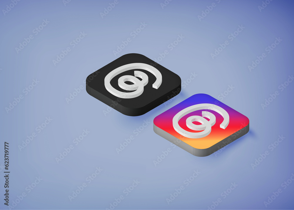 3d Threads logo. Threads by Meta. Threads social network by Instagram ...