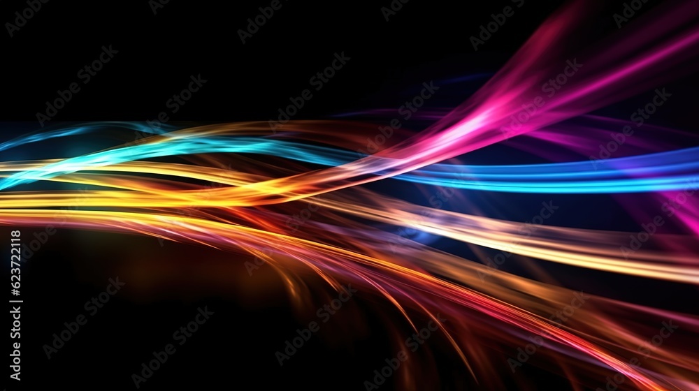 Colorful light trails with motion effect. Illustration of high-speed ...