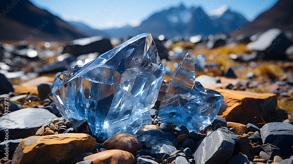 Blue Crystal clear quartz The crystallization of natural gemstones ...