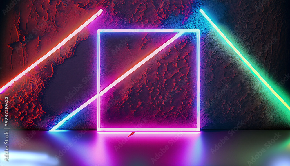 Neon lighting effect, neon background, neon background with wall ...