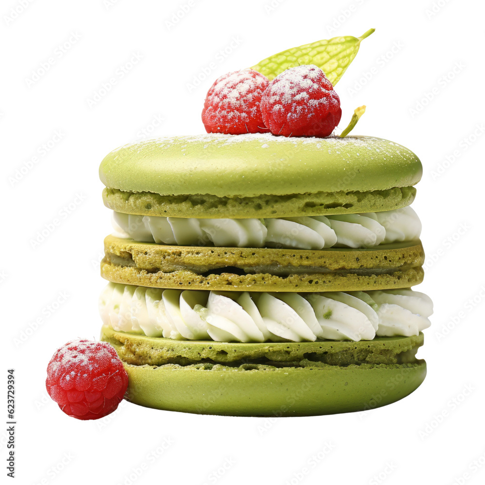 macaron matcha isolated on transparent background cutout Stock ...