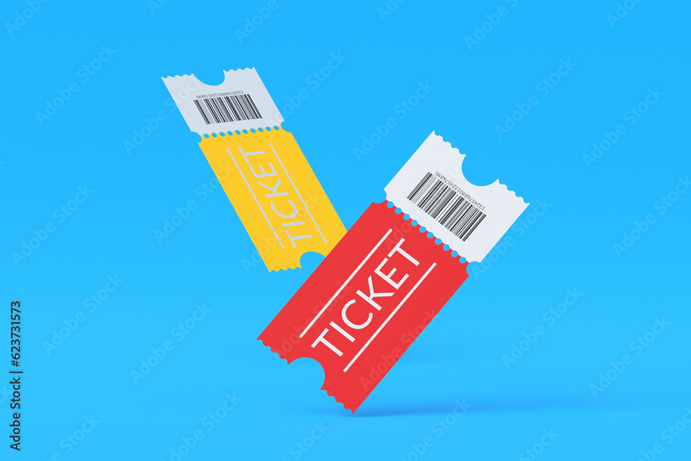 Falling tickets for cinema, theatre, show and other entertainments. 3d ...