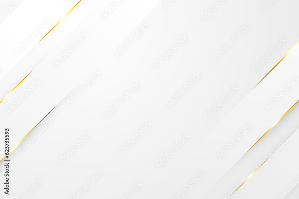 Abstract white paper background and gold straight line in paper cut,3d ...