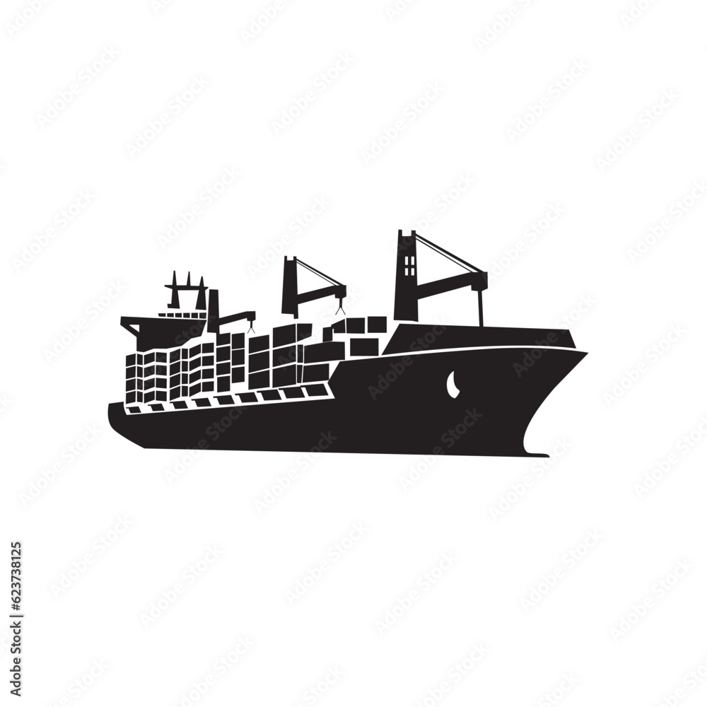 container ship silhouette. sea transportation means ship logo, cargo ...