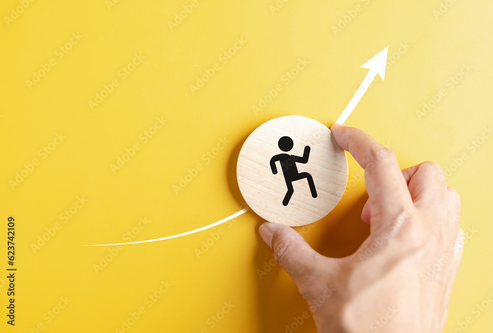 Business target growth and arrow icon for planning and management ...