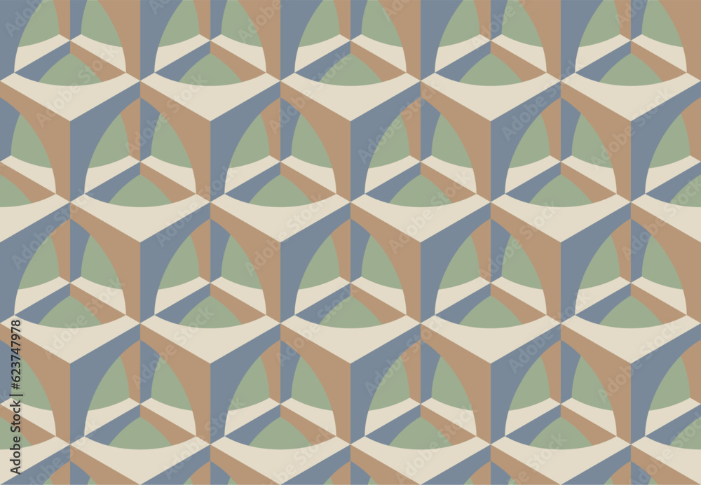 Seamless vector 3D geometric pattern with optical illusions. Op Art ...