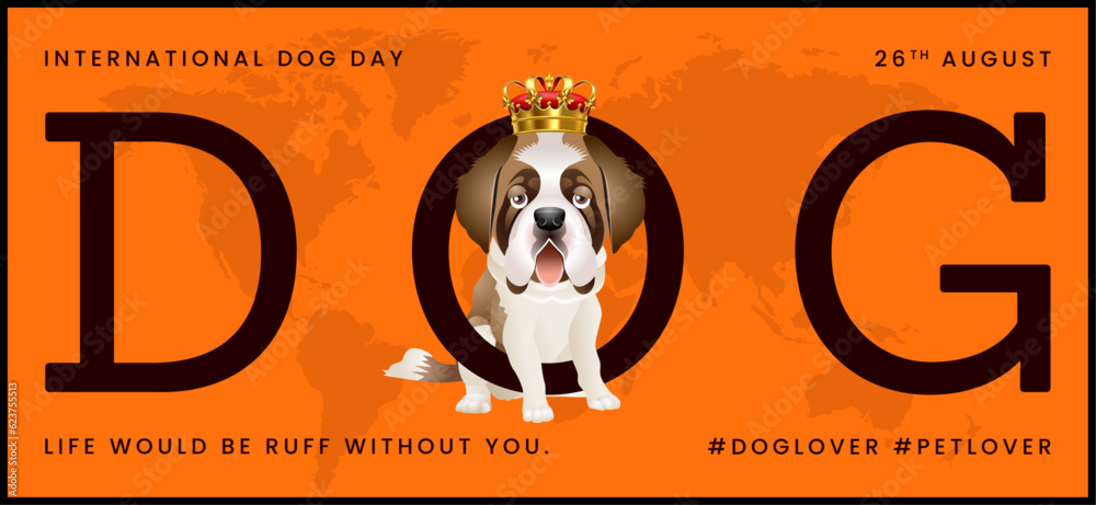 Vetor de Classic dog collection with crown, International Dog Day ...