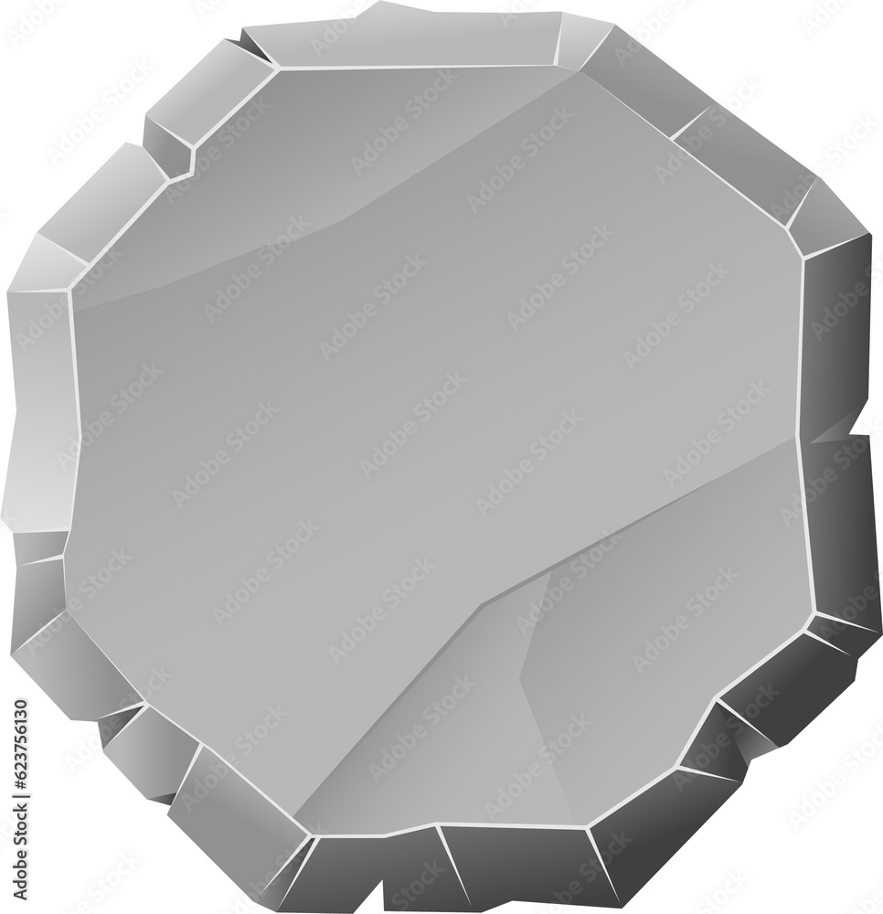 Stone menu board, rock button, gray stone banner, stone ui element ...