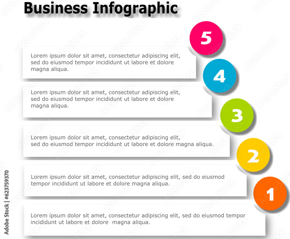 Business 5 step infographic template. Design for start step by step ...