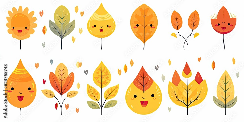 Set of Cartoon Style Autumn Leaves - Embracing the Joy of the Season ... Set of Cartoon Style Autumn Leaves - Embracing the Joy of the Season ...