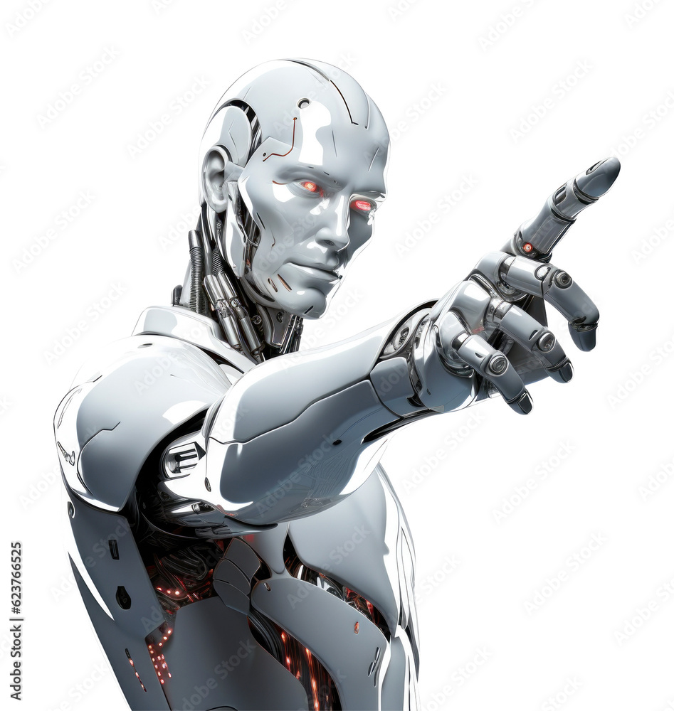 AI Android With Hand Pointing Isolated on Transparent Background ...