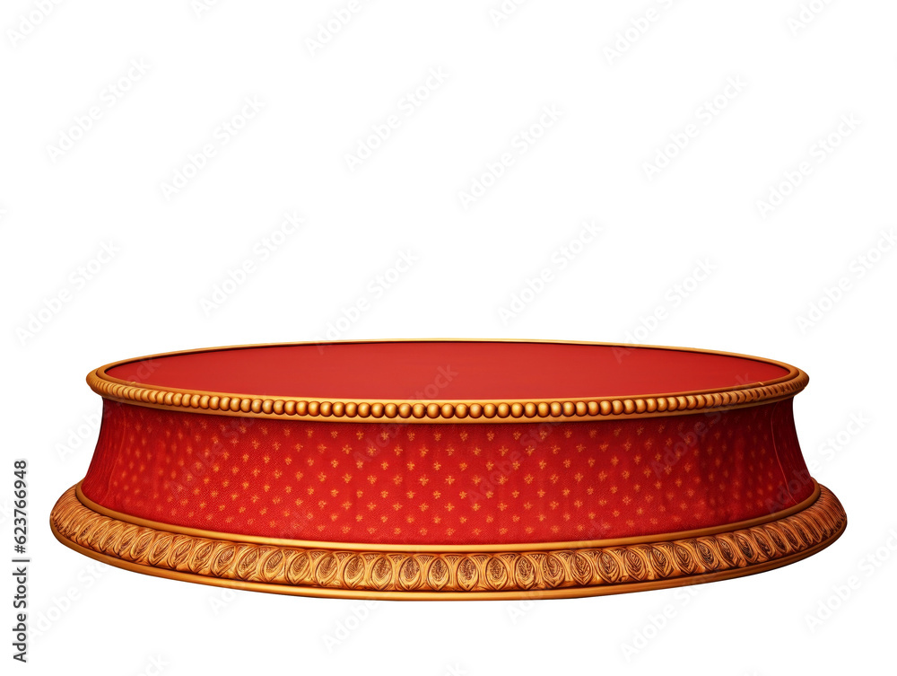 Round Red And Gold Elegant Podium Pedestal For Product Advertising ...