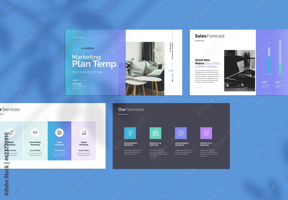 A4 Marketing Plan Presentation Layout Stock Template | Adobe Stock