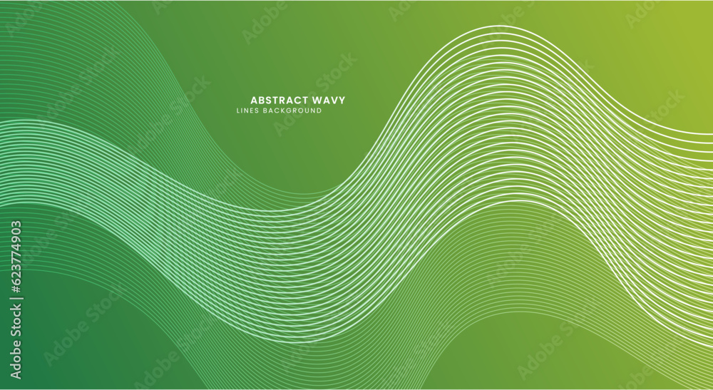 Abstract green wavy lines background vector Stock Vector | Adobe Stock