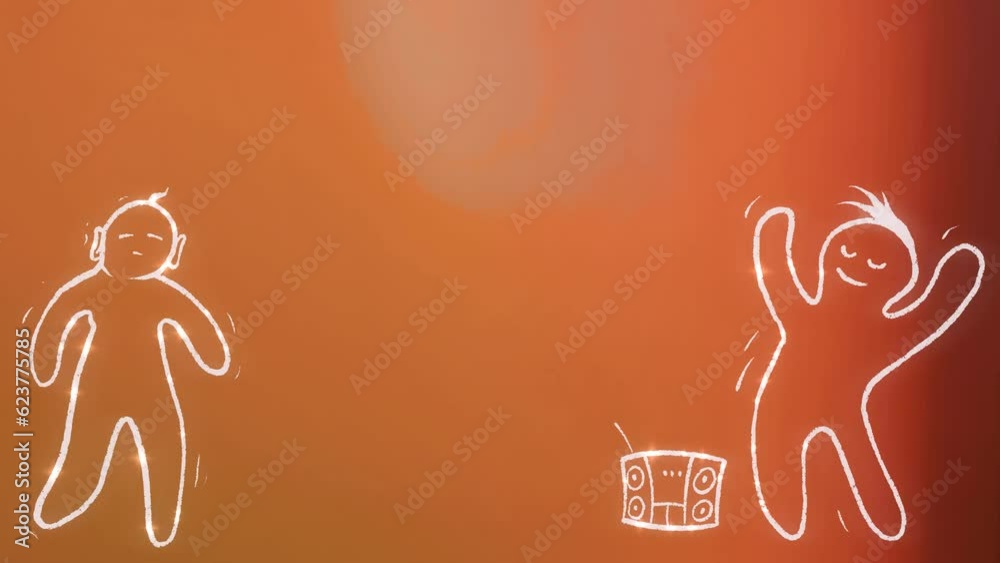 Funny dancing cartoon people. Animation of two characters dancing near ...