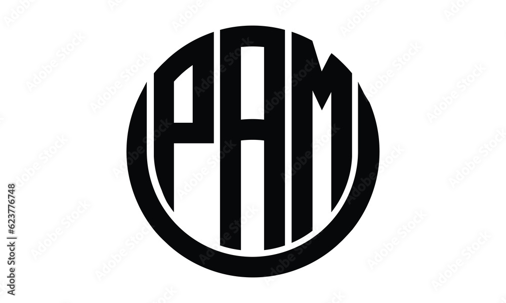PAM shield in circle logo design vector template. lettermrk, wordmark ...