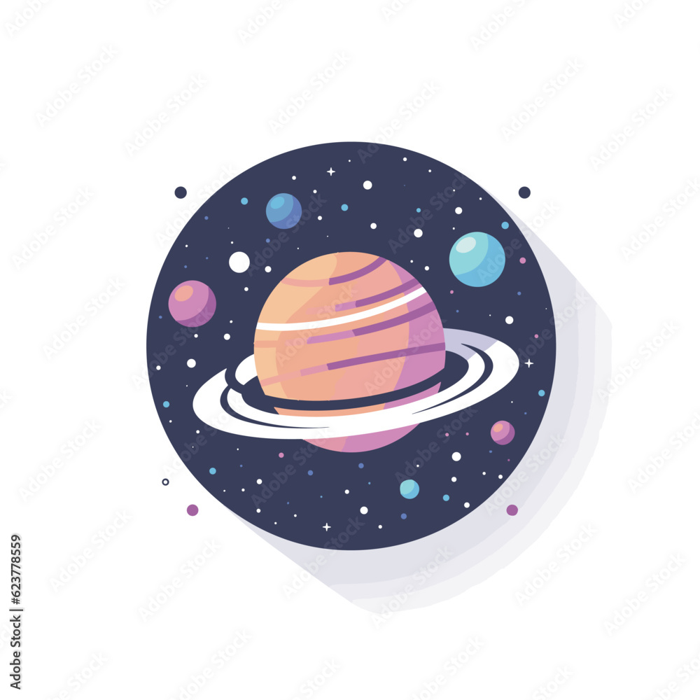 Vector of an icon of Saturn with a flat, simplified design and a ring ...