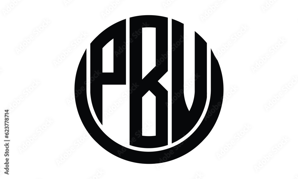PBV shield in circle logo design vector template. lettermrk, wordmark ...