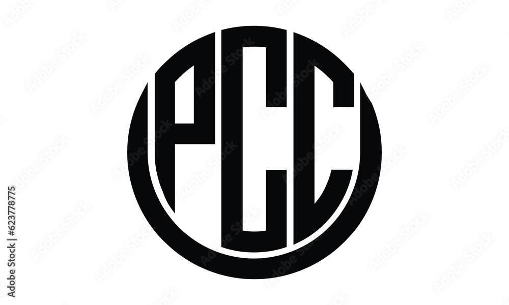 PCC shield in circle logo design vector template. lettermrk, wordmark, monogram symbol on white ...