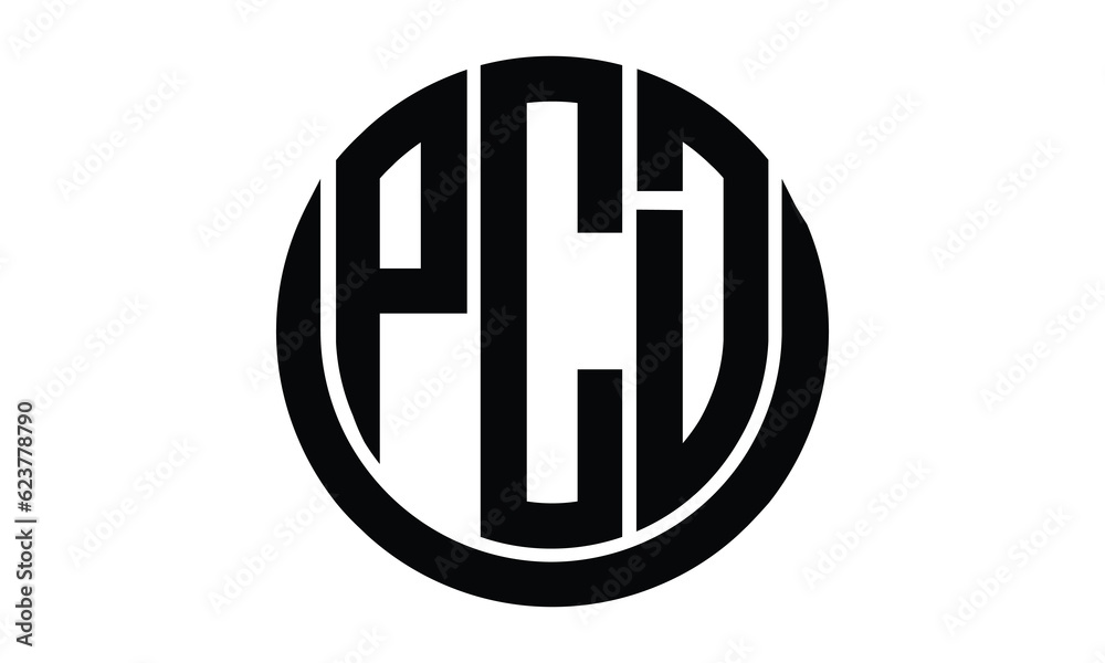 PCD shield in circle logo design vector template. lettermrk, wordmark ...
