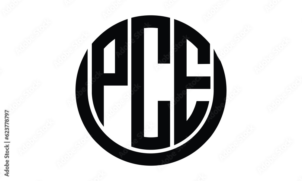 PCE shield in circle logo design vector template. lettermrk, wordmark ...