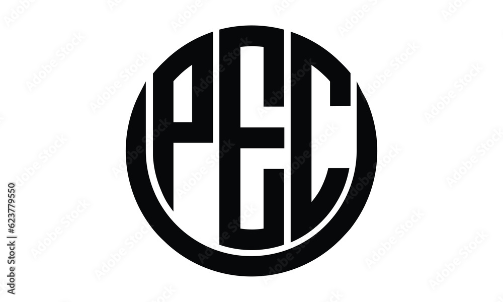 PEC shield in circle logo design vector template. lettermrk, wordmark ...