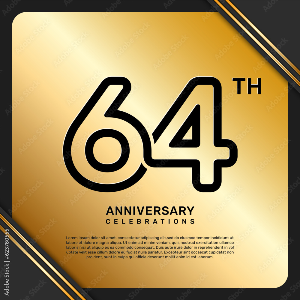 64th anniversary celebration template design with simple and luxury ...