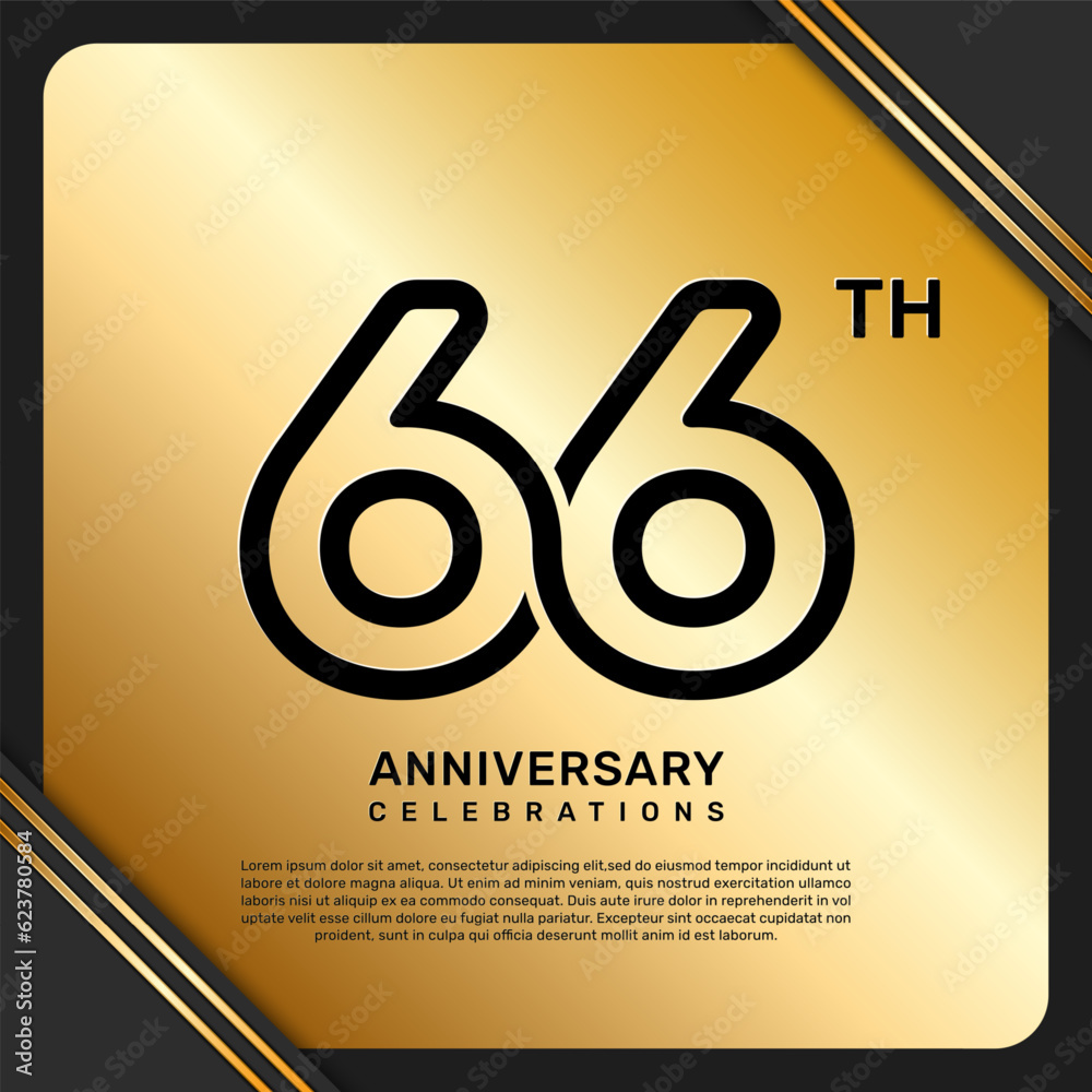 66th anniversary celebration template design with simple and luxury ...