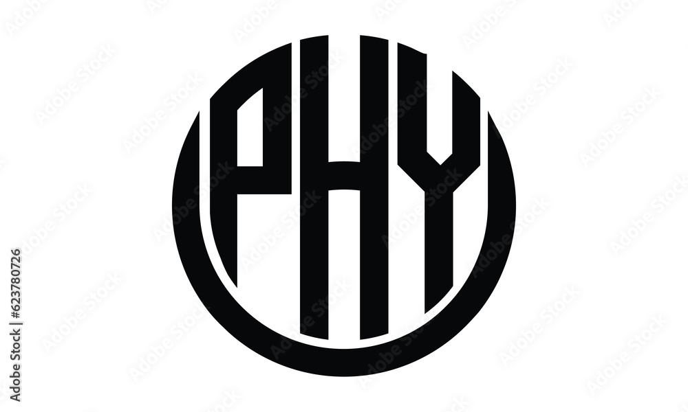PHY shield in circle logo design vector template. lettermrk, wordmark ...