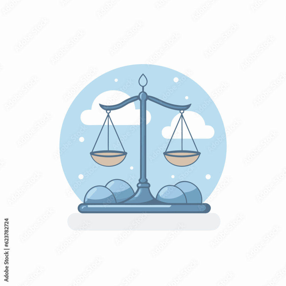Vector of a scale with a balance scale on top, representing justice and ...