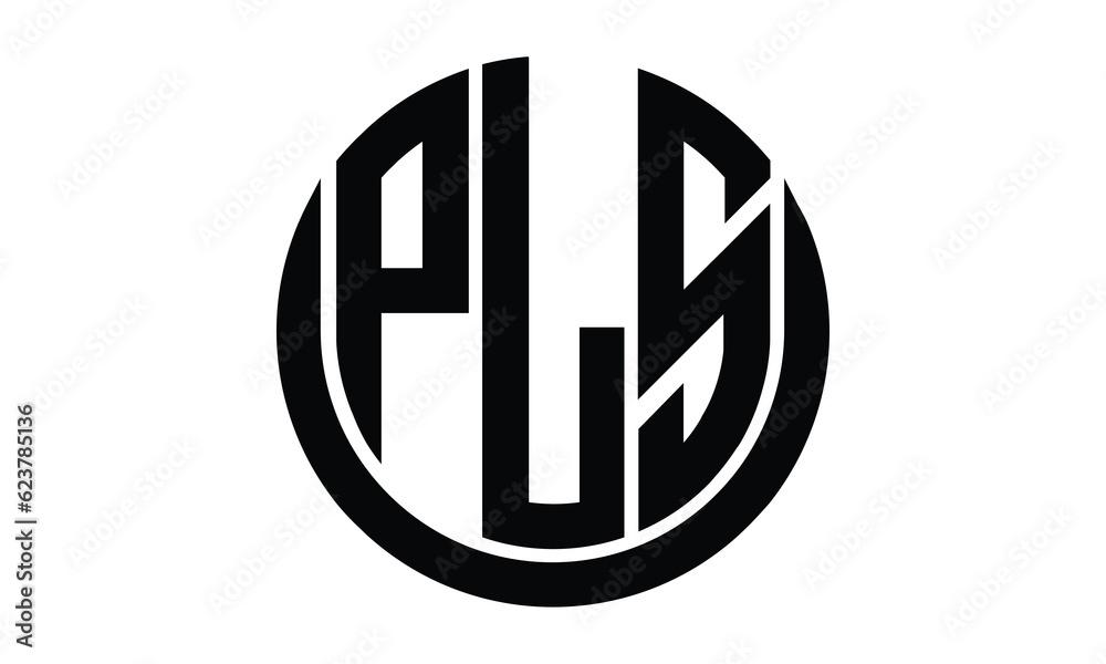 PLS shield in circle logo design vector template. lettermrk, wordmark ...