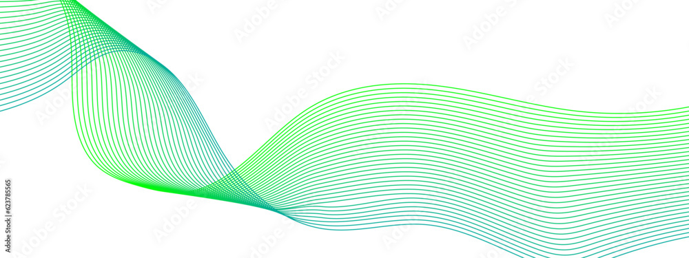 Transparent horizontal green wave on white background. Abstract green ...