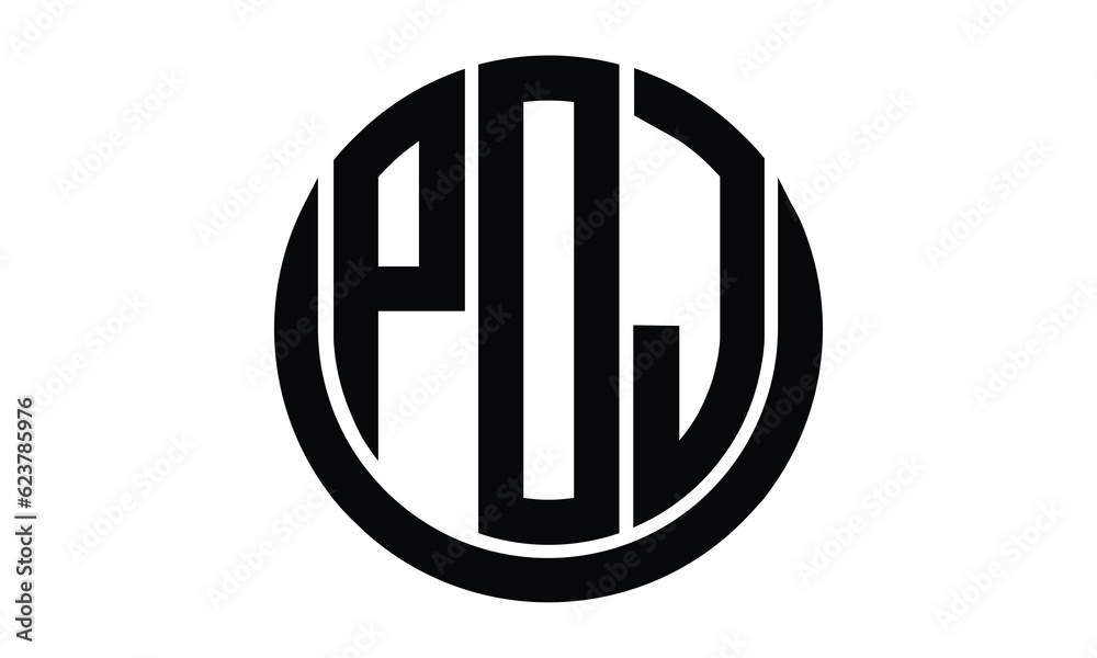 POJ shield in circle logo design vector template. lettermrk, wordmark ...