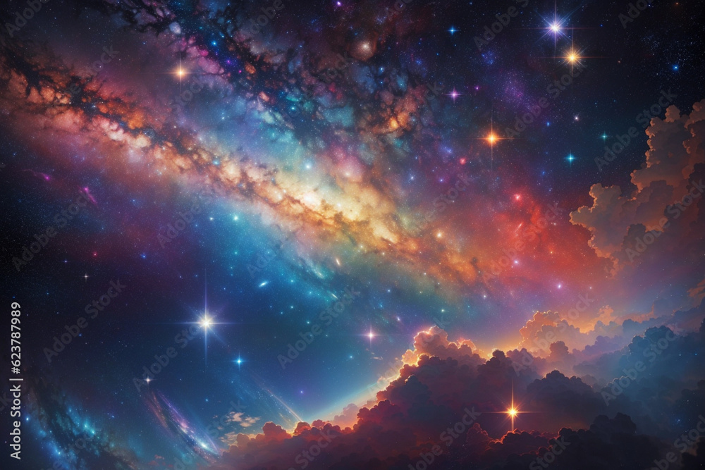 Colorful space galaxy cloud nebula. Stary night cosmos. Universe ...