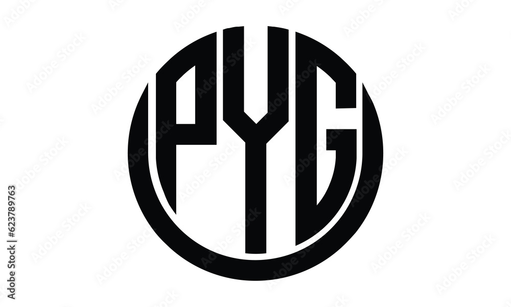 PYG shield in circle logo design vector template. lettermrk, wordmark ...