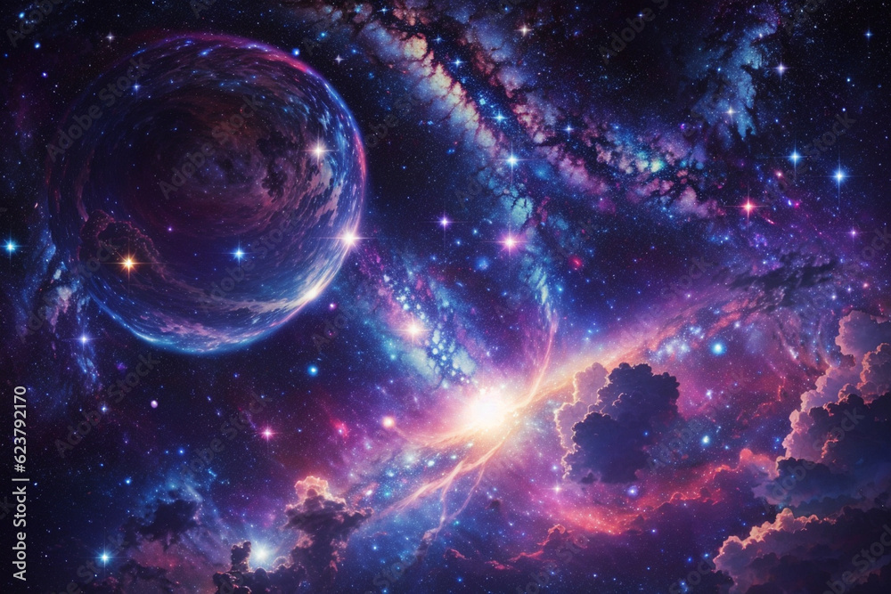 Colorful space galaxy cloud nebula. Stary night cosmos. Universe ...