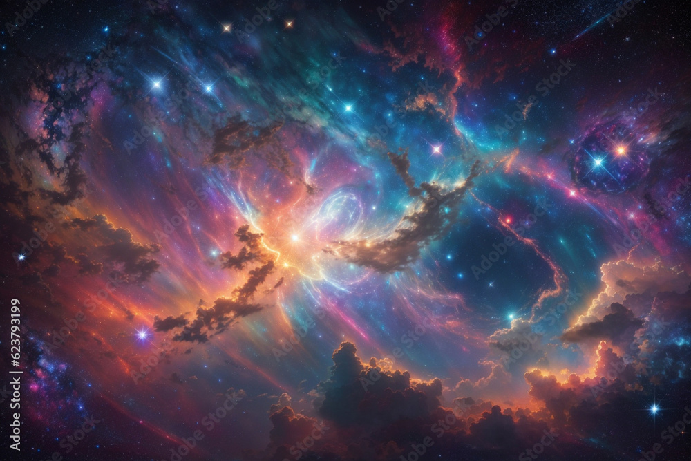 Colorful space galaxy cloud nebula. Stary night cosmos. Universe ...