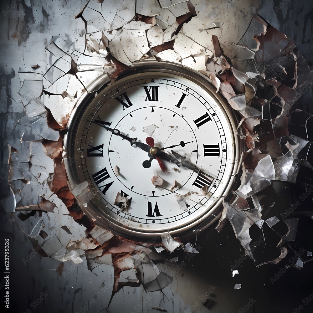 Depression captured: Broken clock, time stuck, symbolizing stagnation ...