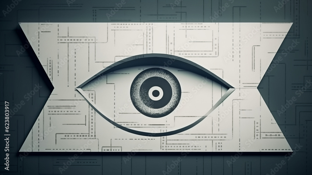 Paper letter with eye logo printed on it , top secret document or ...