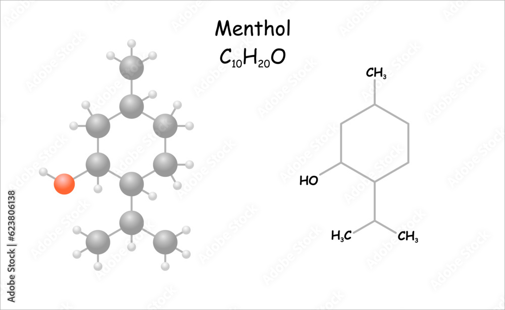 Stylized Molecule Model Structural Formula Of Menthol Stock Vektorgrafik Adobe Stock