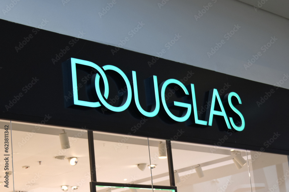 Douglas shop logo in the shopping mall, Warsaw, Poland - July 15, 2023 ...