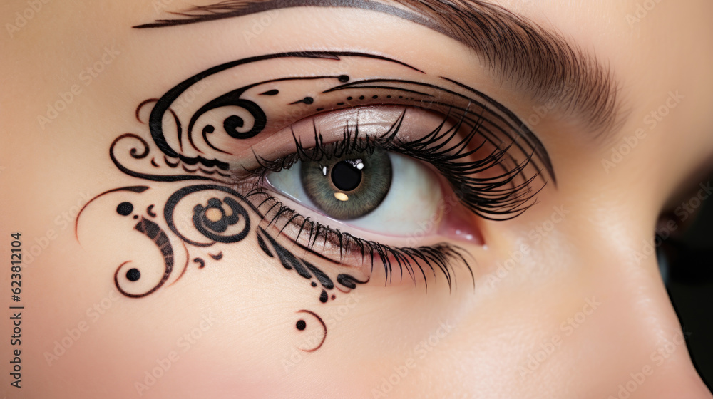 A close-up view of a tattooed eye, exemplifying how cosmetic tattooing ...