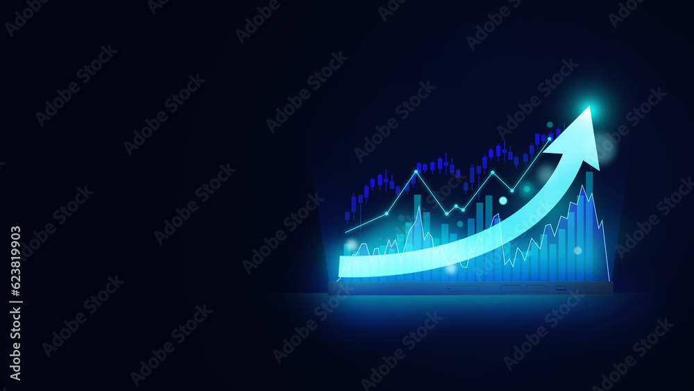 mobile phone with blue line chart on screen Stock Photo | Adobe Stock