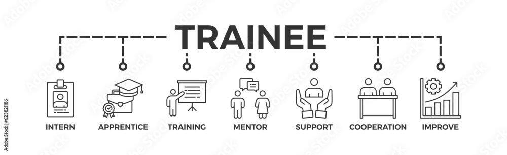 Trainee banner web icon vector illustration concept for internship ...