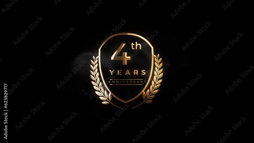 Vidéo Stock Forth-year anniversary text and logo animation with gold ...