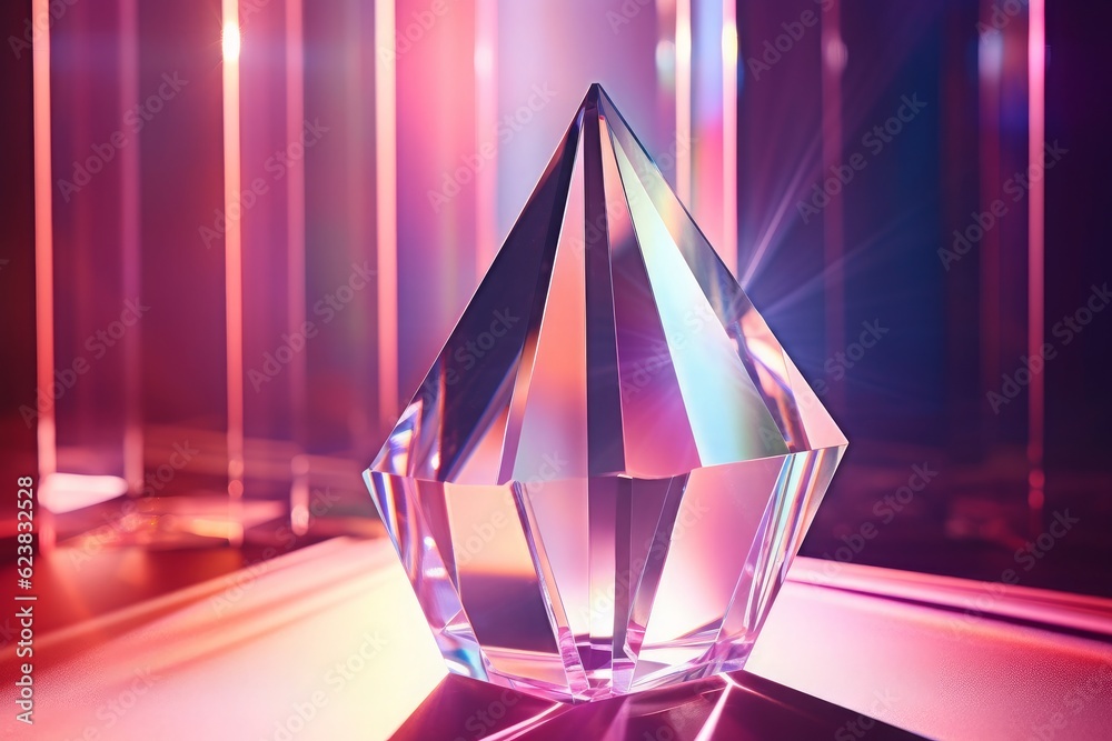 Glass prism diffuses spectrum colors, casting trendy light and sharp ...