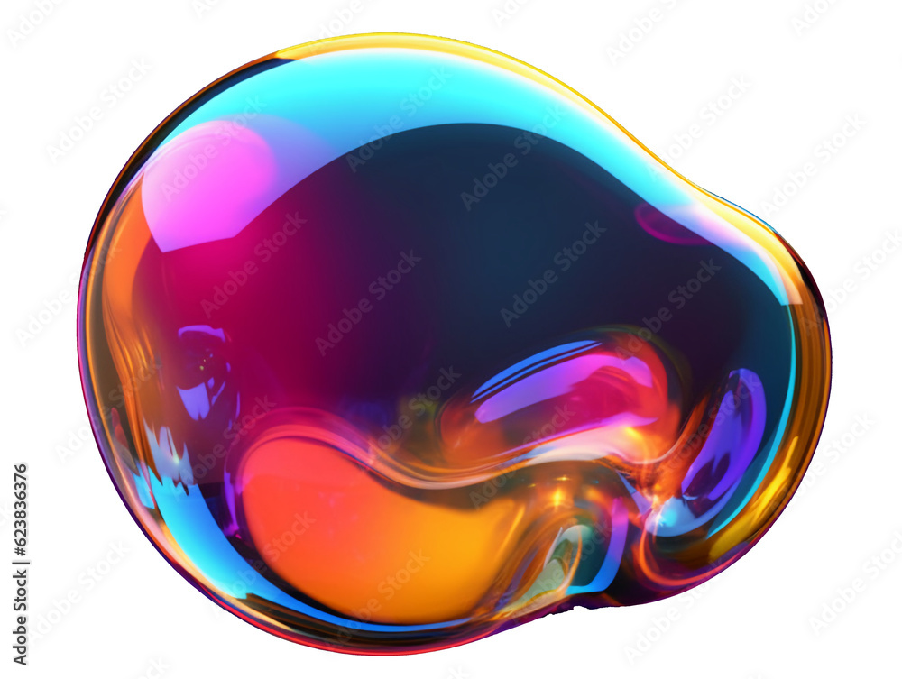 3d crystal glass bubble with refraction and holographic effect isolated ...