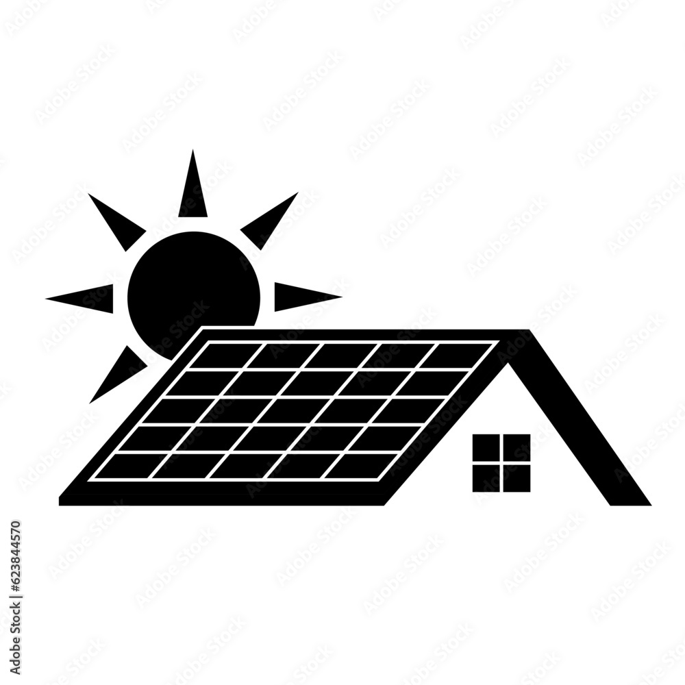 Solar Panel on Roof Logo. Solar Energy Logo. Solar Panel on Roof at ...