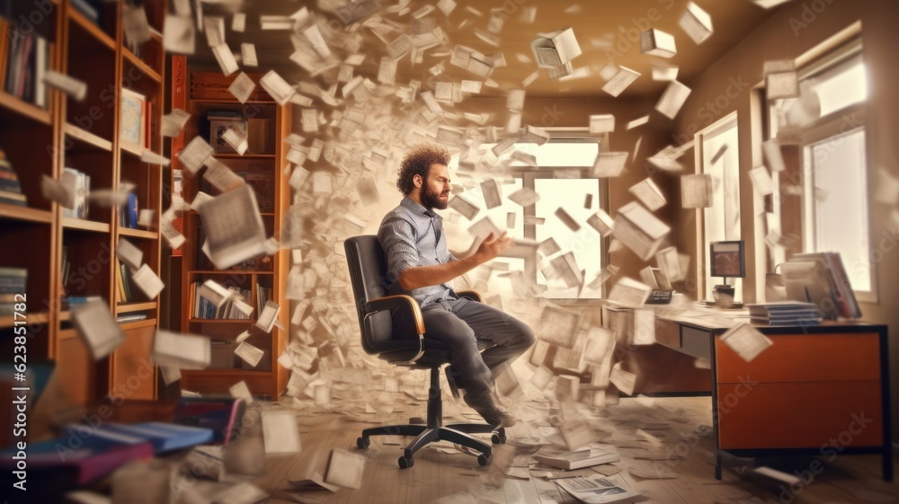 Busy working day in the office, slow shutter speed collage Stock ...